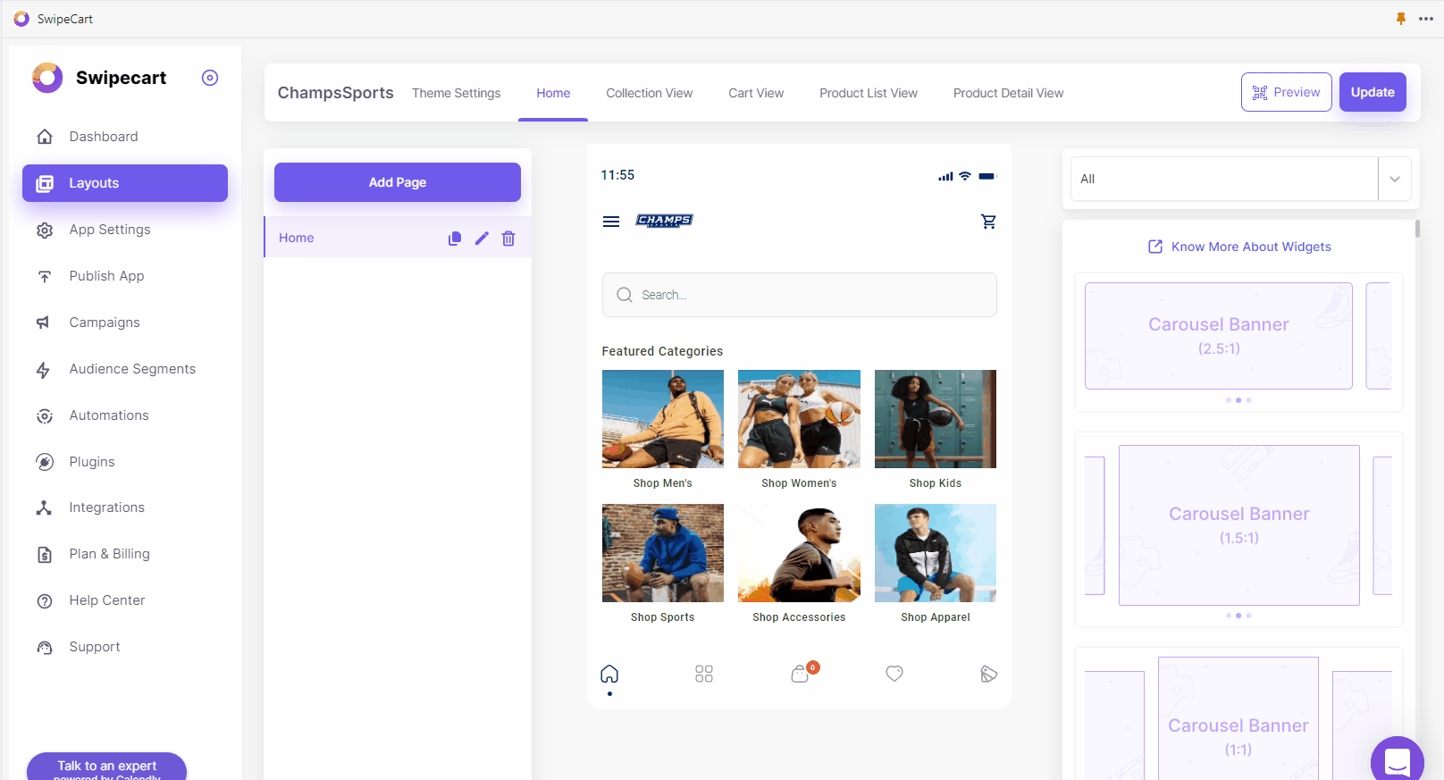 How to create an app like Champs Sports